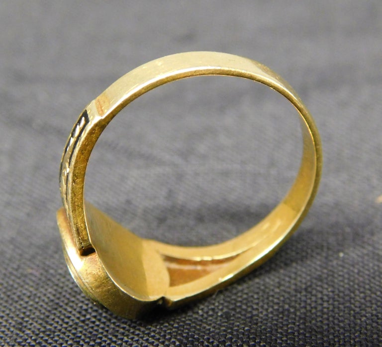 14k Gold and Black Enamel Victorian Momento Mori Ring Insert Hair Weave ...