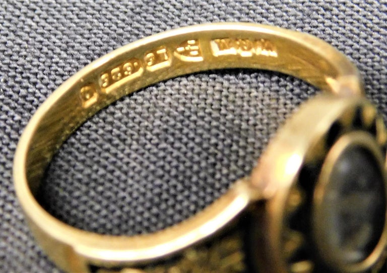 14k Gold and Black Enamel Victorian Momento Mori Ring Insert Hair Weave ...