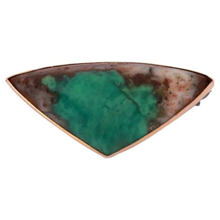 14K Gold And Jasper Stone Statement Pin Brooch For Sale at 1stDibs