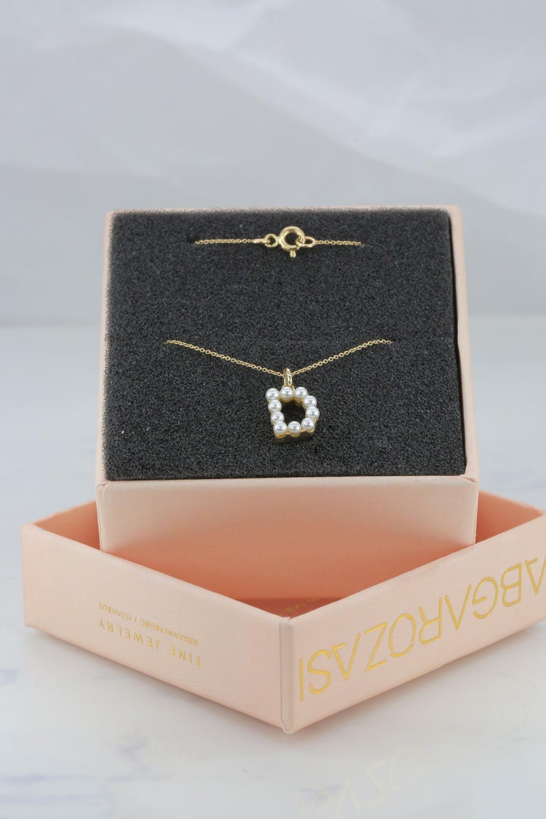 14K Gold and Pearl Initial Letter D Necklace For Sale at 1stDibs