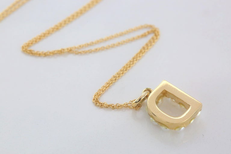 14K Gold and Pearl Initial Letter D Necklace For Sale at 1stDibs