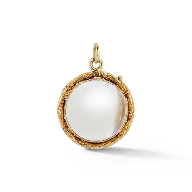14k Gold and Rock Crystal Victorian Pools of Light Orb Locket Pendant ...