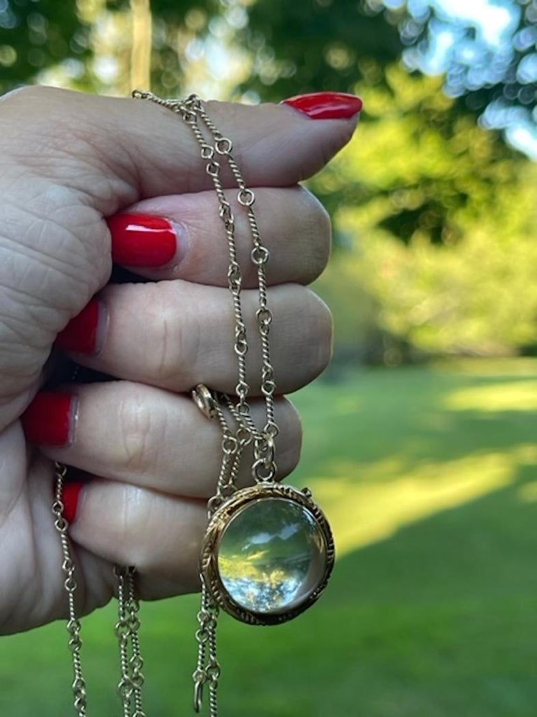 14k Gold and Rock Crystal Victorian Pools of Light Orb Locket Pendant ...