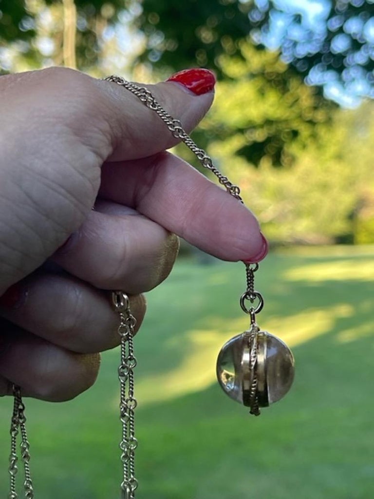 14k Gold and Rock Crystal Victorian Pools of Light Orb Locket Pendant ...
