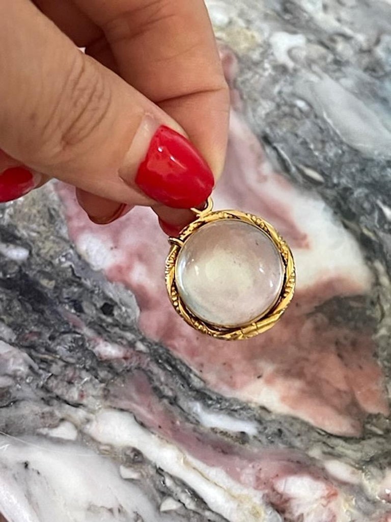 14k Gold and Rock Crystal Victorian Pools of Light Orb Locket Pendant ...