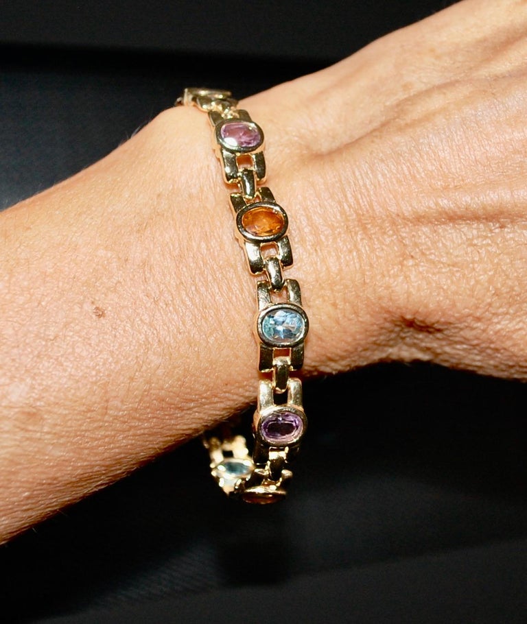 14k Gold and Semi-Precious Stone Bracelet For Sale at 1stDibs