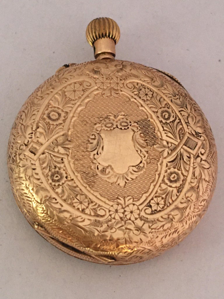 14 Karat Gold Antique Pin Set and Hand Winding Ladies Fob / Pocket ...
