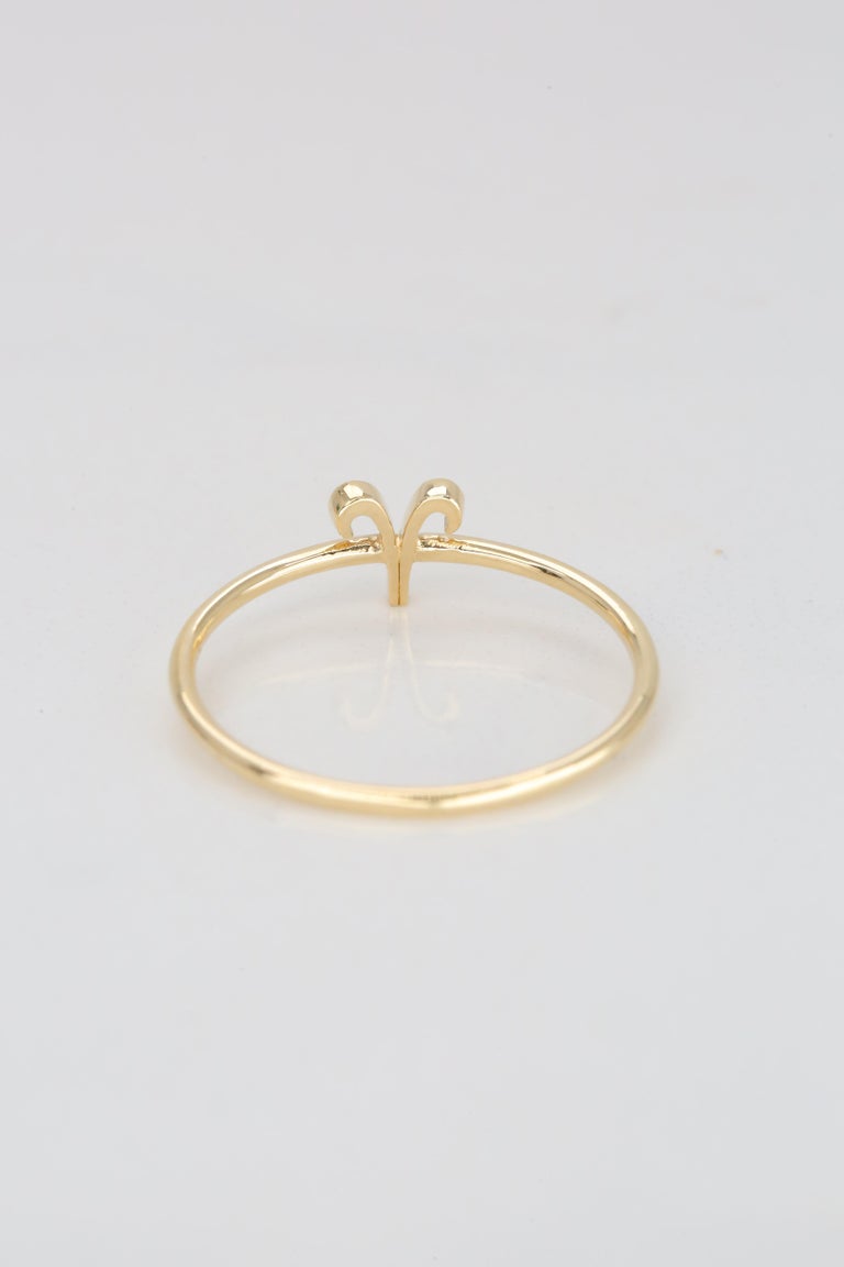 Customizable 14K Gold Aries Zodiac Ring, Aries Sign Zodiac Ring For ...