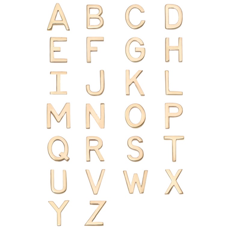 14 Karat Gold Asymmetrical Initial Necklace, A For Sale at 1stDibs ...