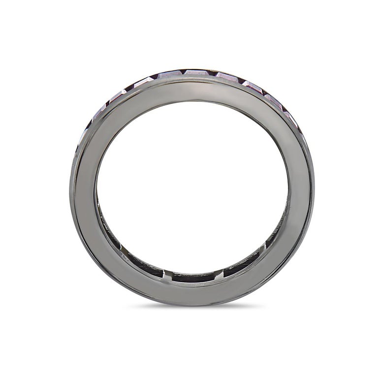 14K Gold Black Rhodium Ruby Slim Channel Eternity Band Ring For Sale at ...