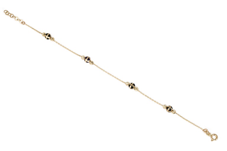 14k Gold Bracelet Black Enameled and Dorica Collected Model Bracelet ...