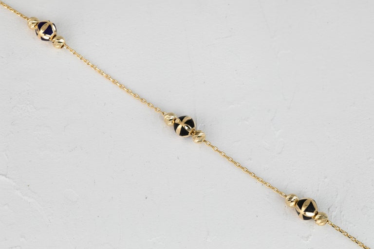 14k Gold Bracelet Black Enameled and Dorica Collected Model Bracelet ...