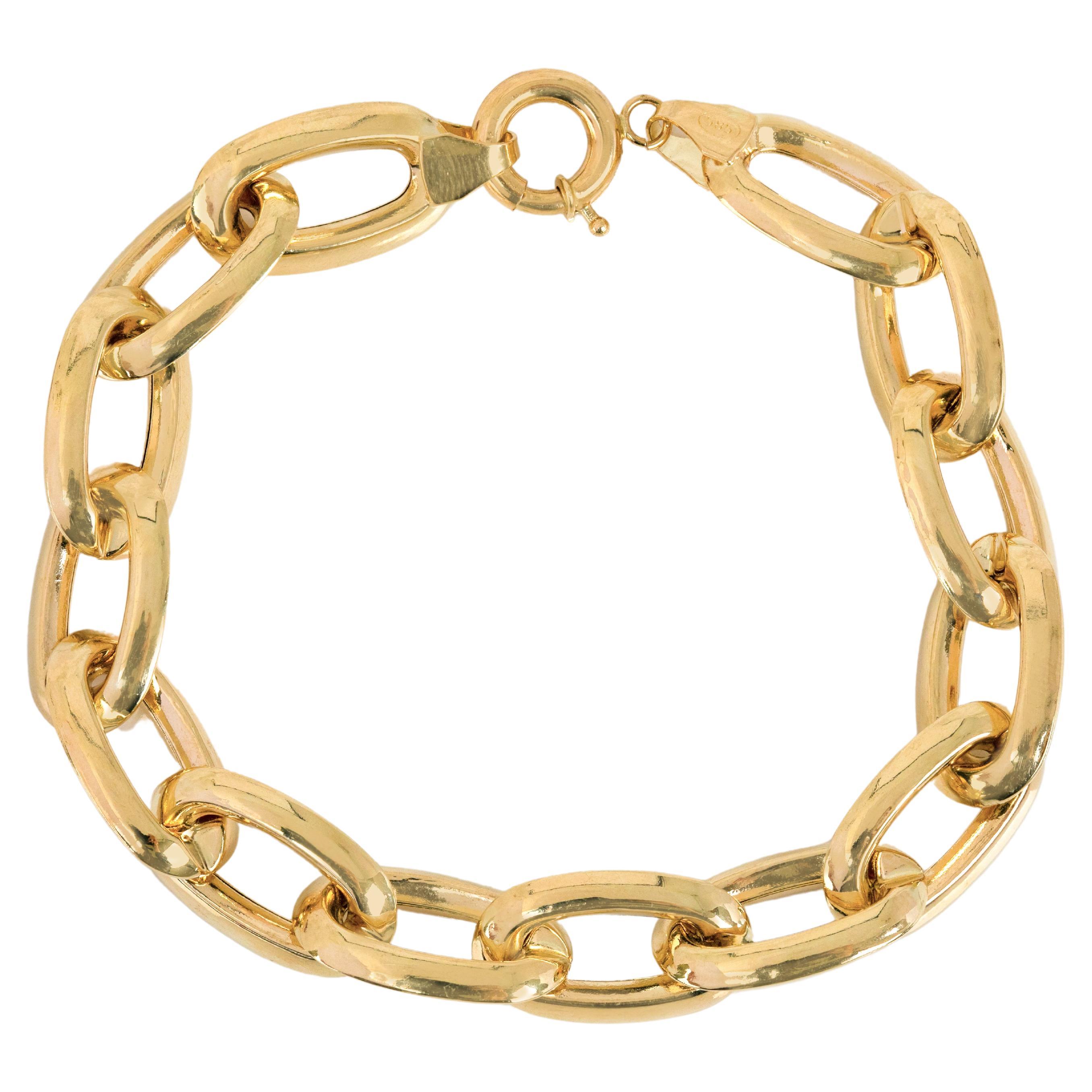 Stackable 14k Solid Yellow Gold Ruby Link Chain Bracelet For Sale at ...