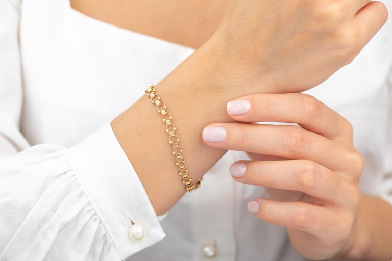 14k Gold Bracelet Dorica Ball and Ring Model Bracelet For Sale at 1stDibs