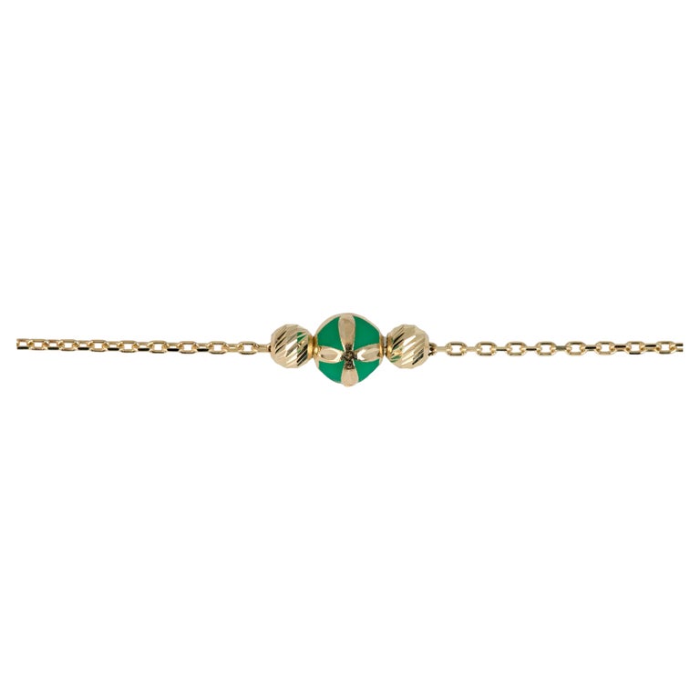 14k Gold Bracelet Green Enameled and Dorica Collected Model Bracelet ...