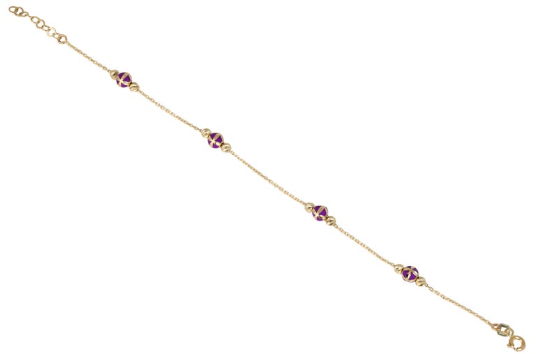14k Gold Bracelet Purple Enameled and Dorica Collected Model Bracelet ...