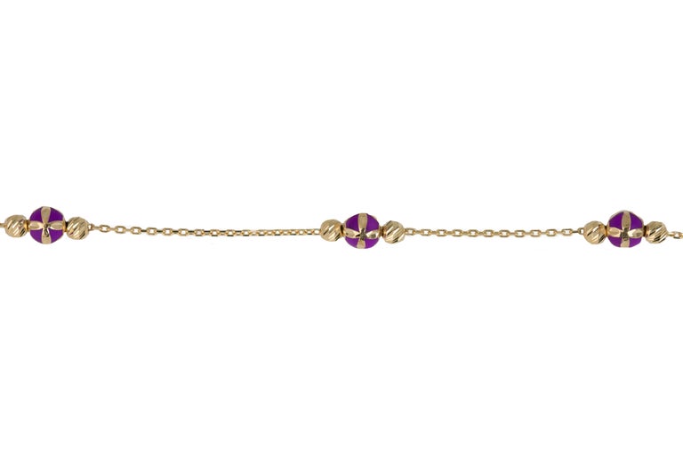 14k Gold Bracelet Purple Enameled and Dorica Collected Model Bracelet ...