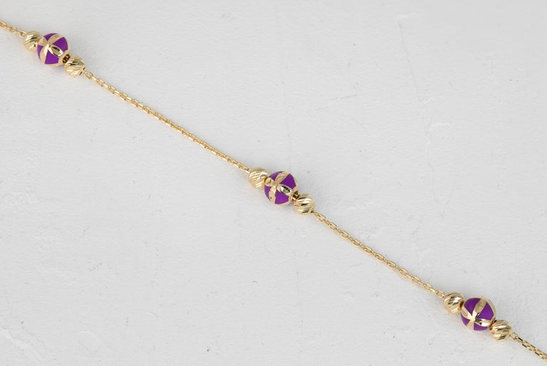 14k Gold Bracelet Purple Enameled and Dorica Collected Model Bracelet ...