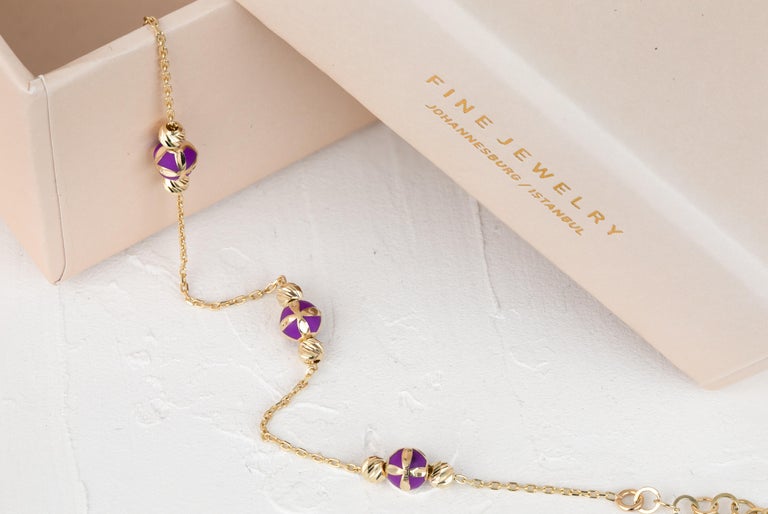 14k Gold Bracelet Purple Enameled and Dorica Collected Model Bracelet ...