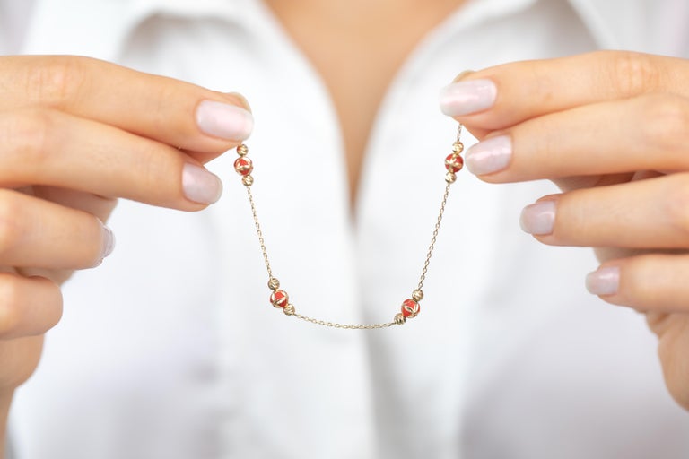 14k Gold Bracelet Red Enameled and Dorica Collected Model Bracelet For ...