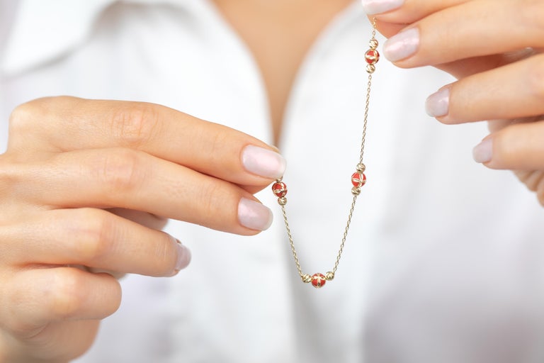 14k Gold Bracelet Red Enameled and Dorica Collected Model Bracelet For ...