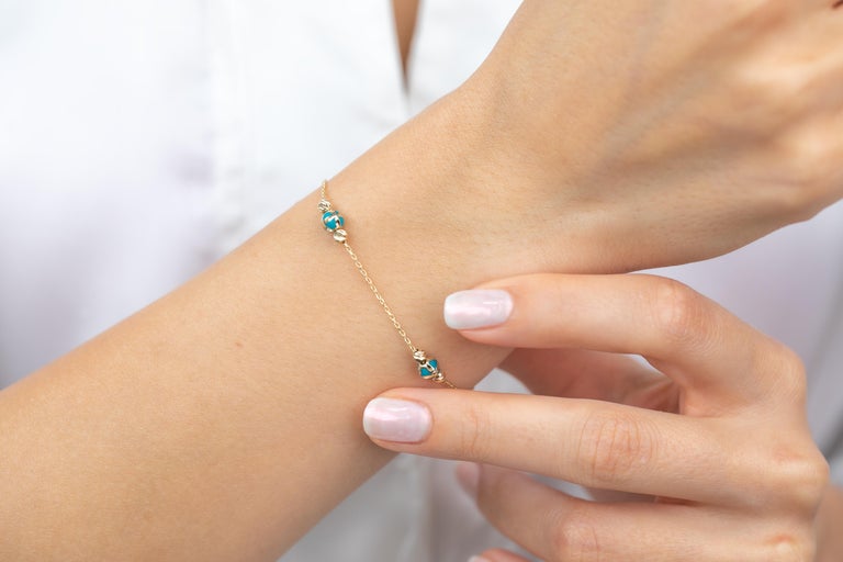 14k Gold Bracelet Turquoise Enamel and Dorica Collected Model Bracelet ...