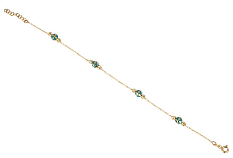 14k Gold Bracelet Turquoise Enamel and Dorica Collected Model Bracelet ...