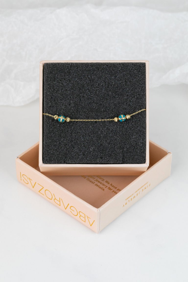 14k Gold Bracelet Turquoise Enamel and Dorica Collected Model Bracelet ...