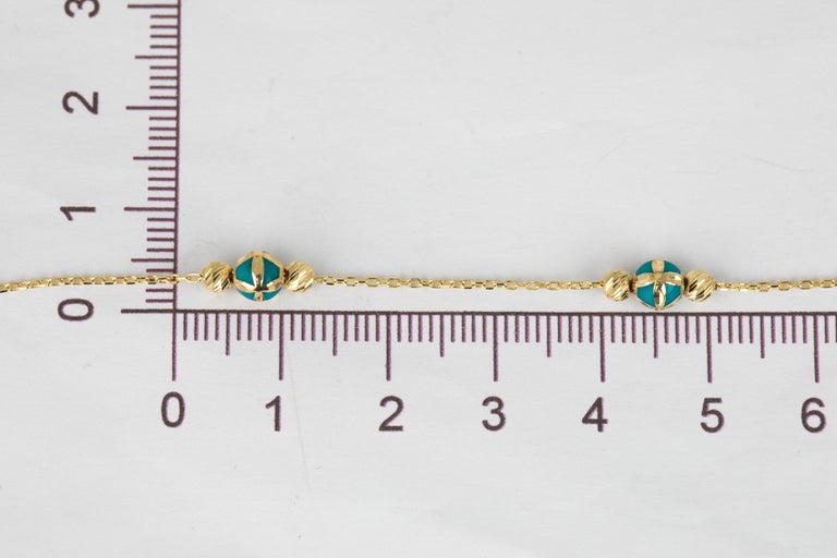 14k Gold Bracelet Turquoise Enamel and Dorica Collected Model Bracelet ...