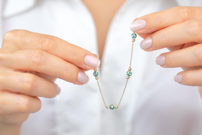 14k Gold Bracelet Turquoise Enamel and Dorica Collected Model Bracelet ...