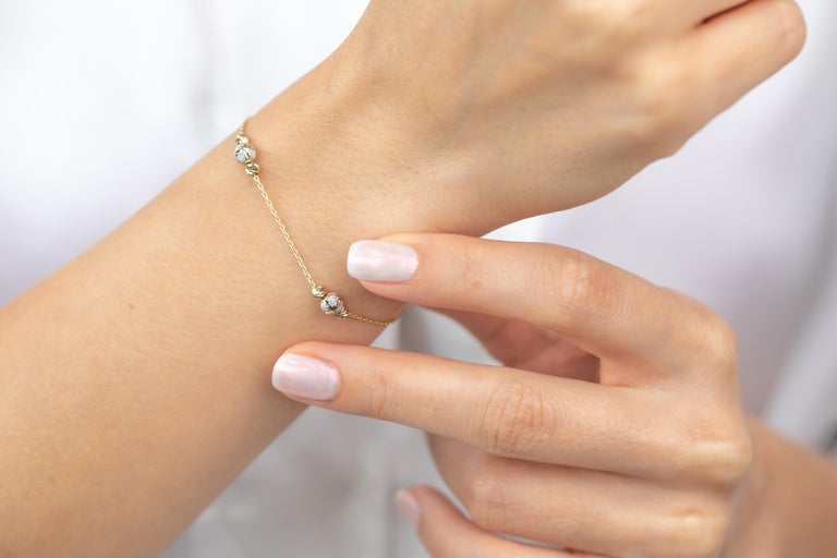 14k Gold Bracelet White Enameled and Dorica Collected Model Bracelet ...