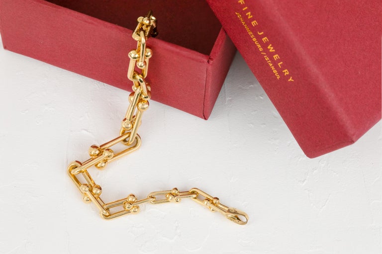 14k Gold Bracelet with Bold Chain, 14k Gold Chain Bracelet, Rectangle ...
