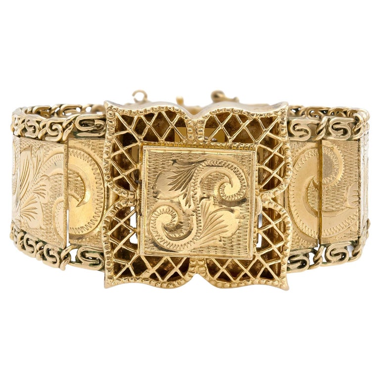 14K Gold Bracelet with Hidden Watch For Sale at 1stDibs