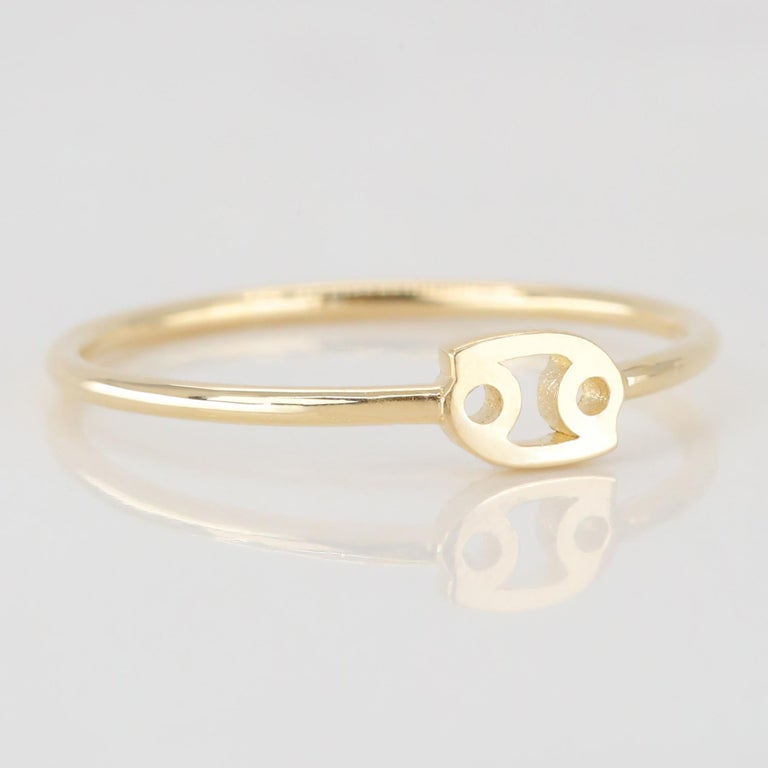 Customizable 14K Gold Cancer Zodiac Ring, Cancer Sign Zodiac Ring For ...
