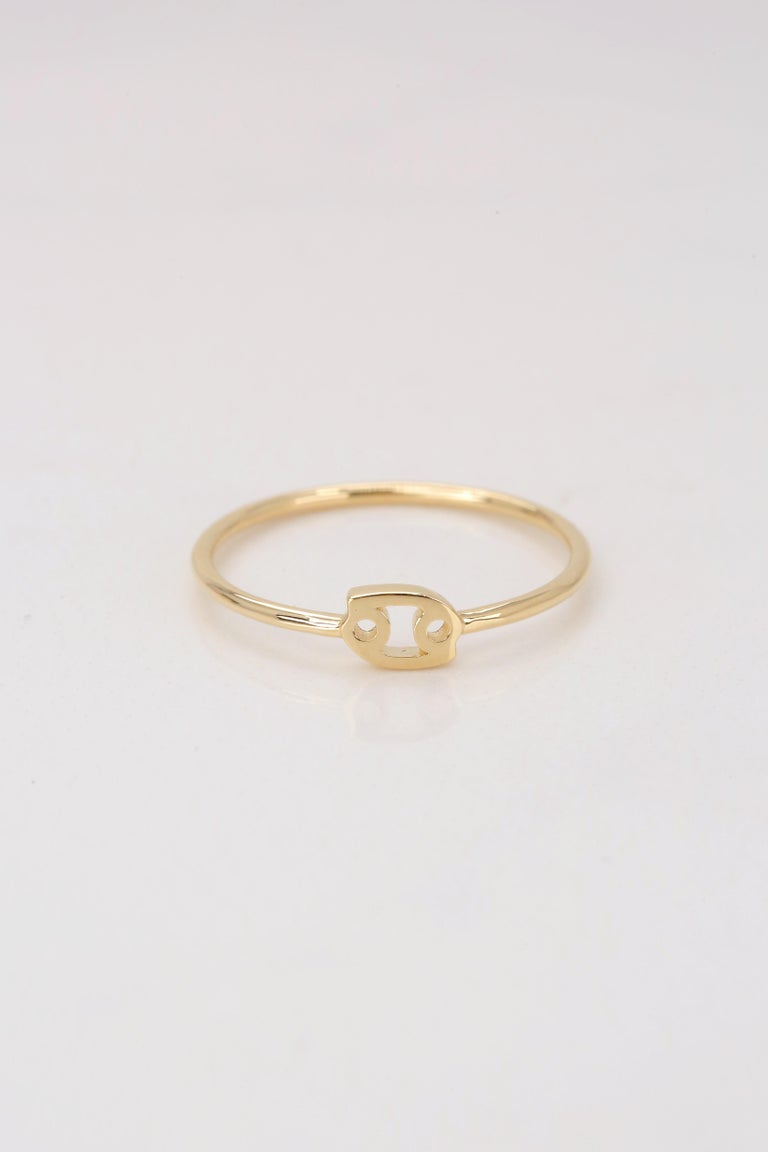 Customizable 14K Gold Cancer Zodiac Ring, Cancer Sign Zodiac Ring For ...