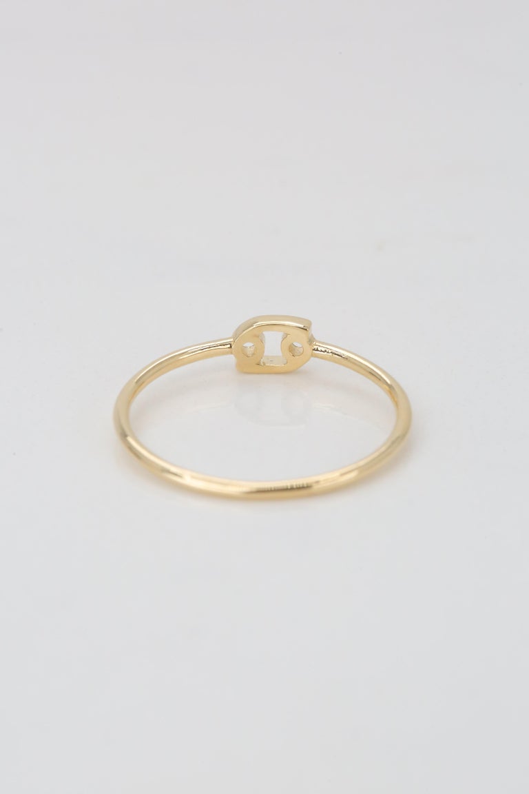 Customizable 14K Gold Cancer Zodiac Ring, Cancer Sign Zodiac Ring For ...