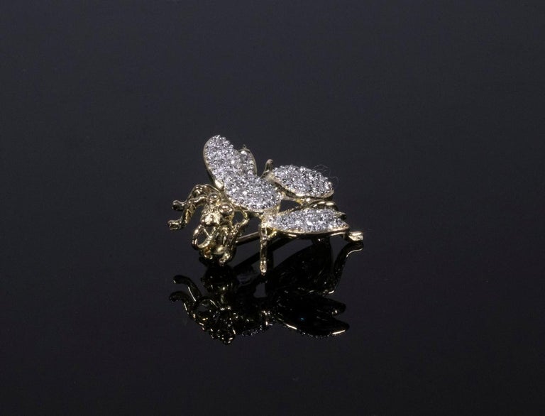 14k Gold Cartier Diamond Bee Form Brooch For Sale at 1stDibs