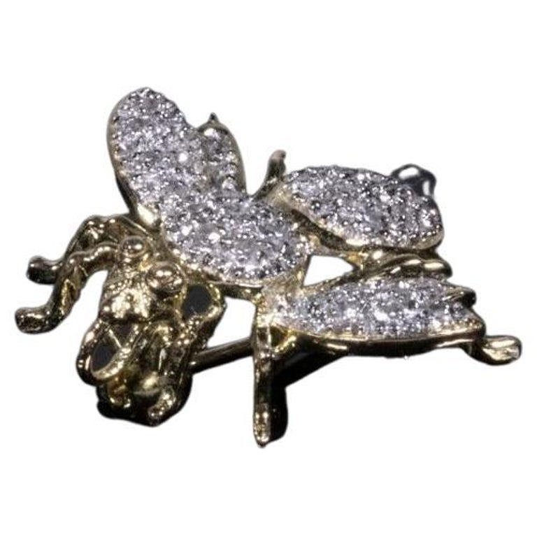 14k Gold Cartier Diamond Bee Form Brooch For Sale at 1stDibs