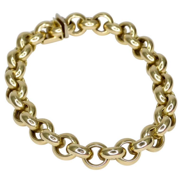 14k Gold Chain Link Bracelet For Sale at 1stDibs