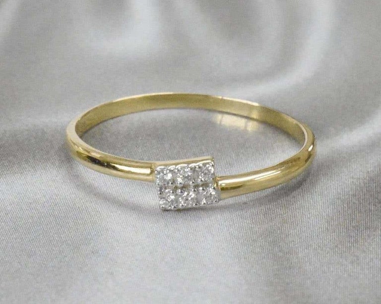 Customizable 14k Gold Cross Diamond Ring Stacking Ring Minimalist ...
