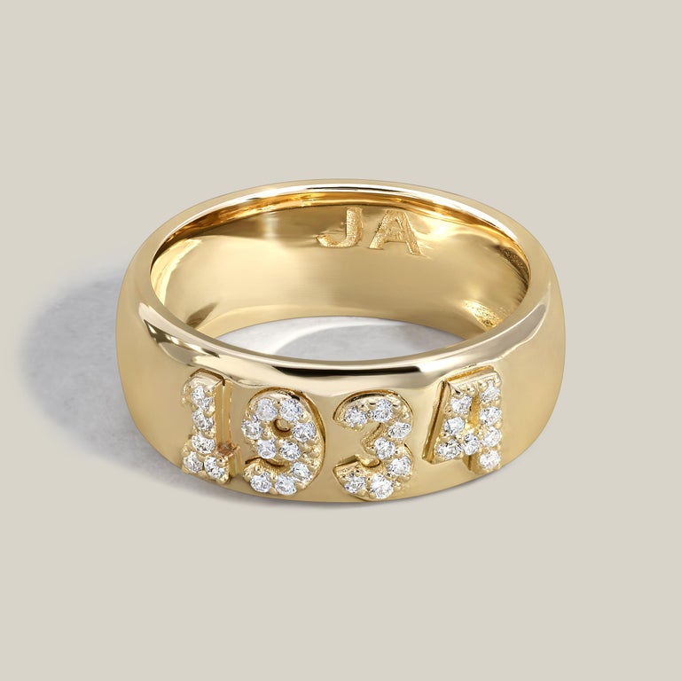 Customizable 14k Gold Custom Diamond Initial Ring For Sale at 1stDibs