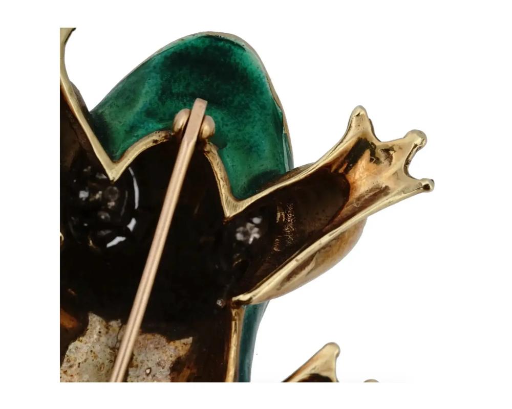 14K Gold David Webb Design Diamonds Frog Brooch For Sale at 1stDibs