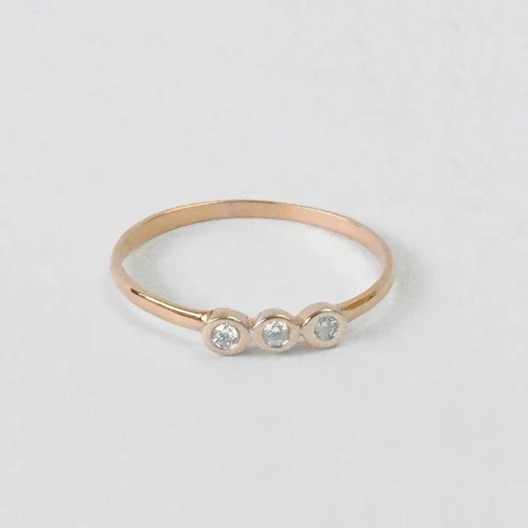 Customizable 14k Gold Diamond 1.75 mm Ring Bezel Setting Three Diamond ...