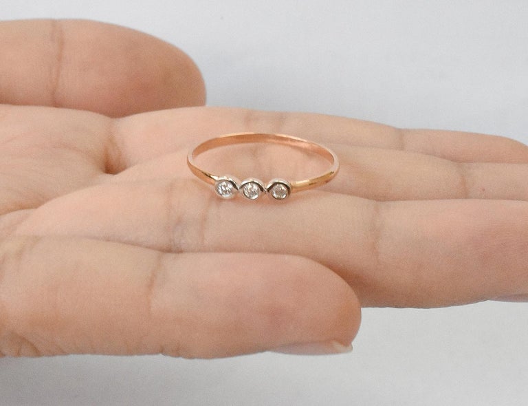 Customizable 14k Gold Diamond 1.9 mm Ring Bezel Setting Three Diamond ...