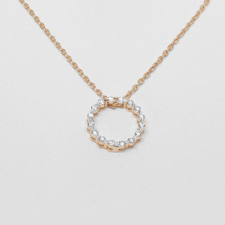 14k Gold Diamond Circle Necklace Diamond Karma Necklace Circle Pendant ...