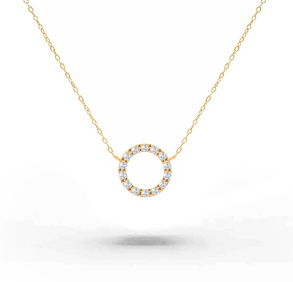 Yellow Gold Five Diamond Circle Stations Trending Layered Pendant ...