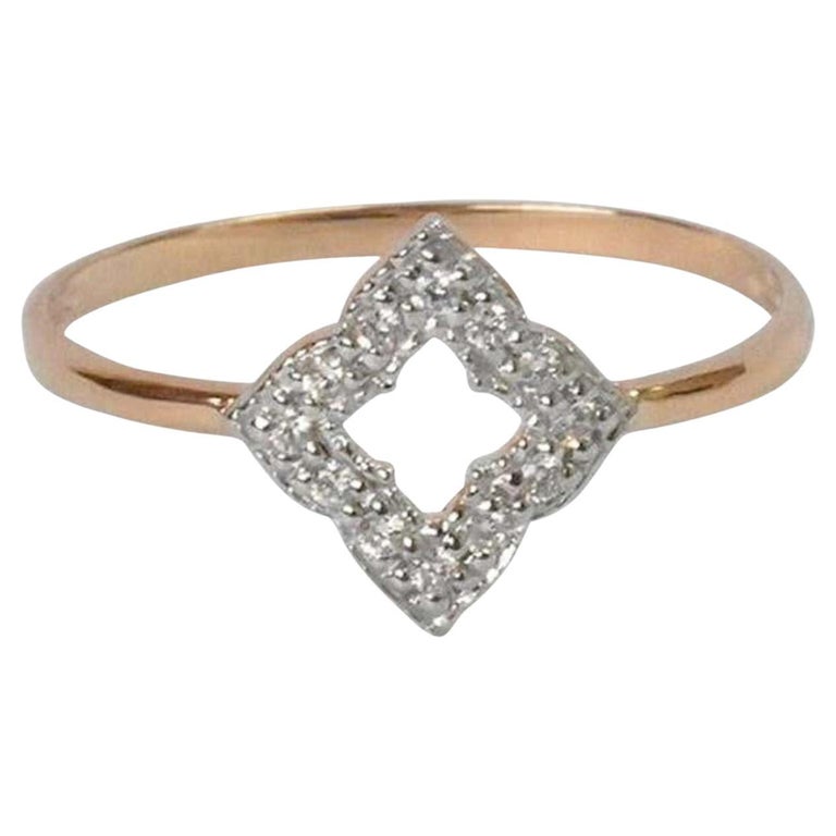 Customizable 14k Gold Diamond Clover Ring Engagement Ring Stackable ...