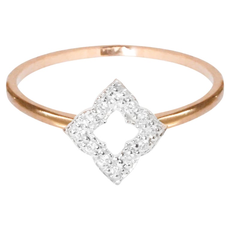 Customizable 14k Gold Diamond Clover Ring Engagement Ring Stackable ...