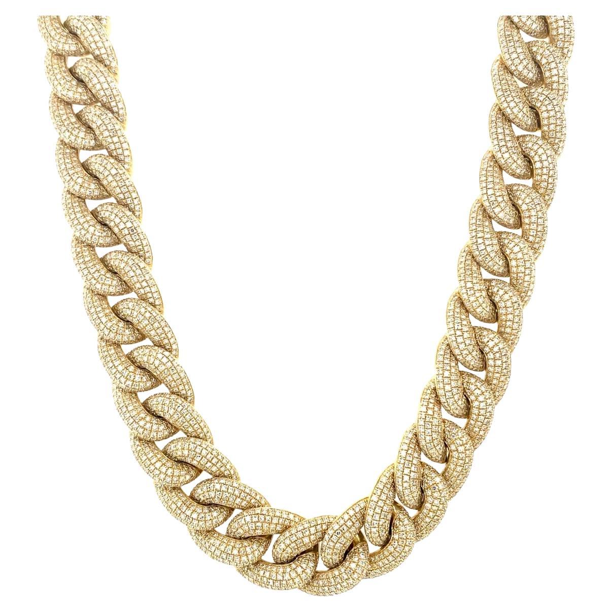 Diamond Gold Cuban Necklace For Sale at 1stDibs
