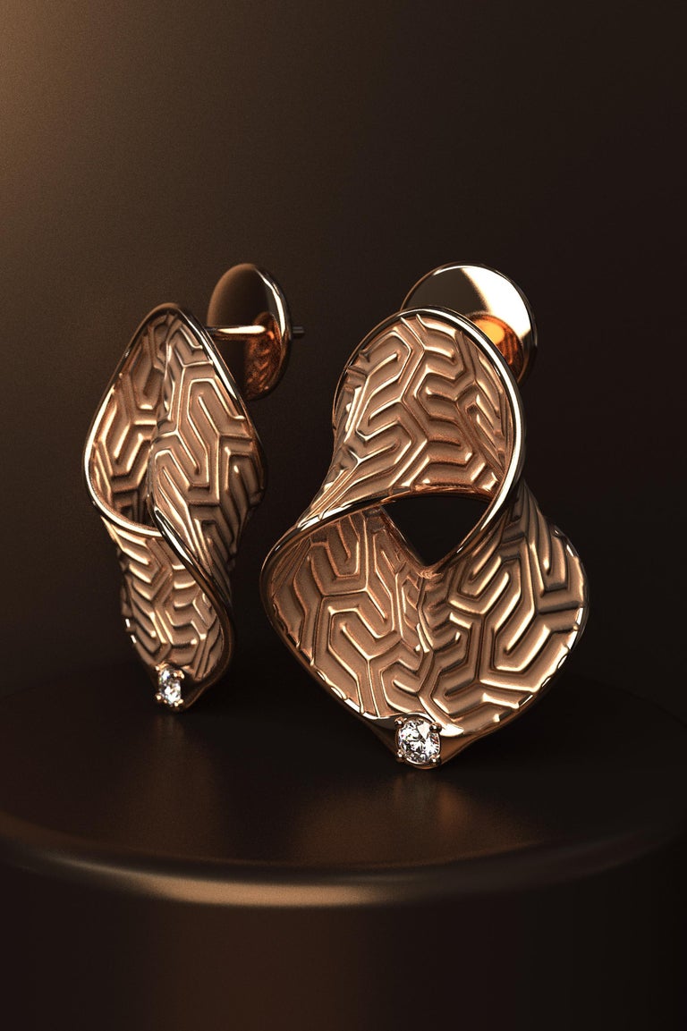14k Gold Diamond Earrings Made in Italy by, Italian Jewelry For Sale at ...